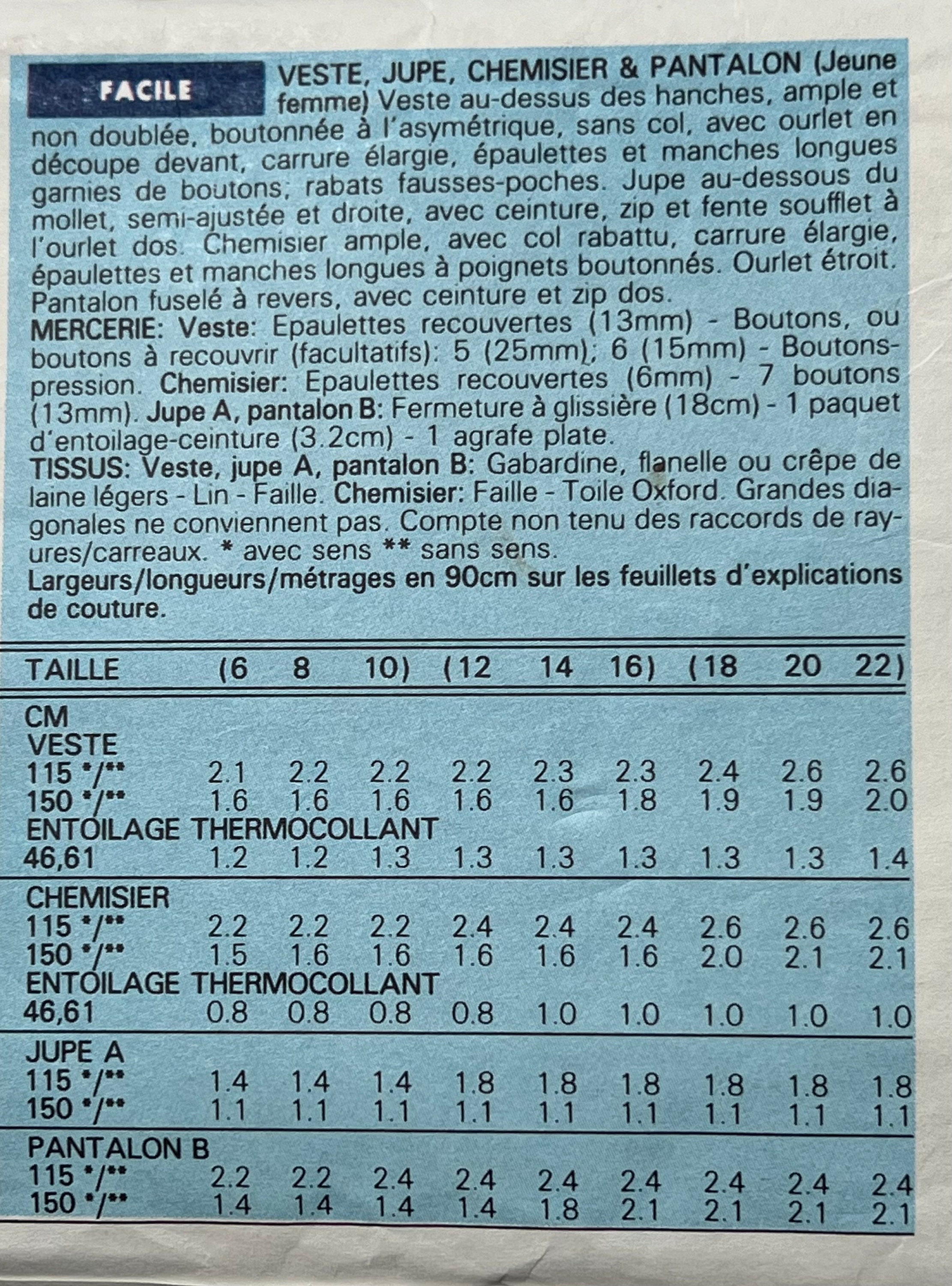 90s Easy Misses Jacket, Skirt, Shirt, and Pants Pattern, Essence ...