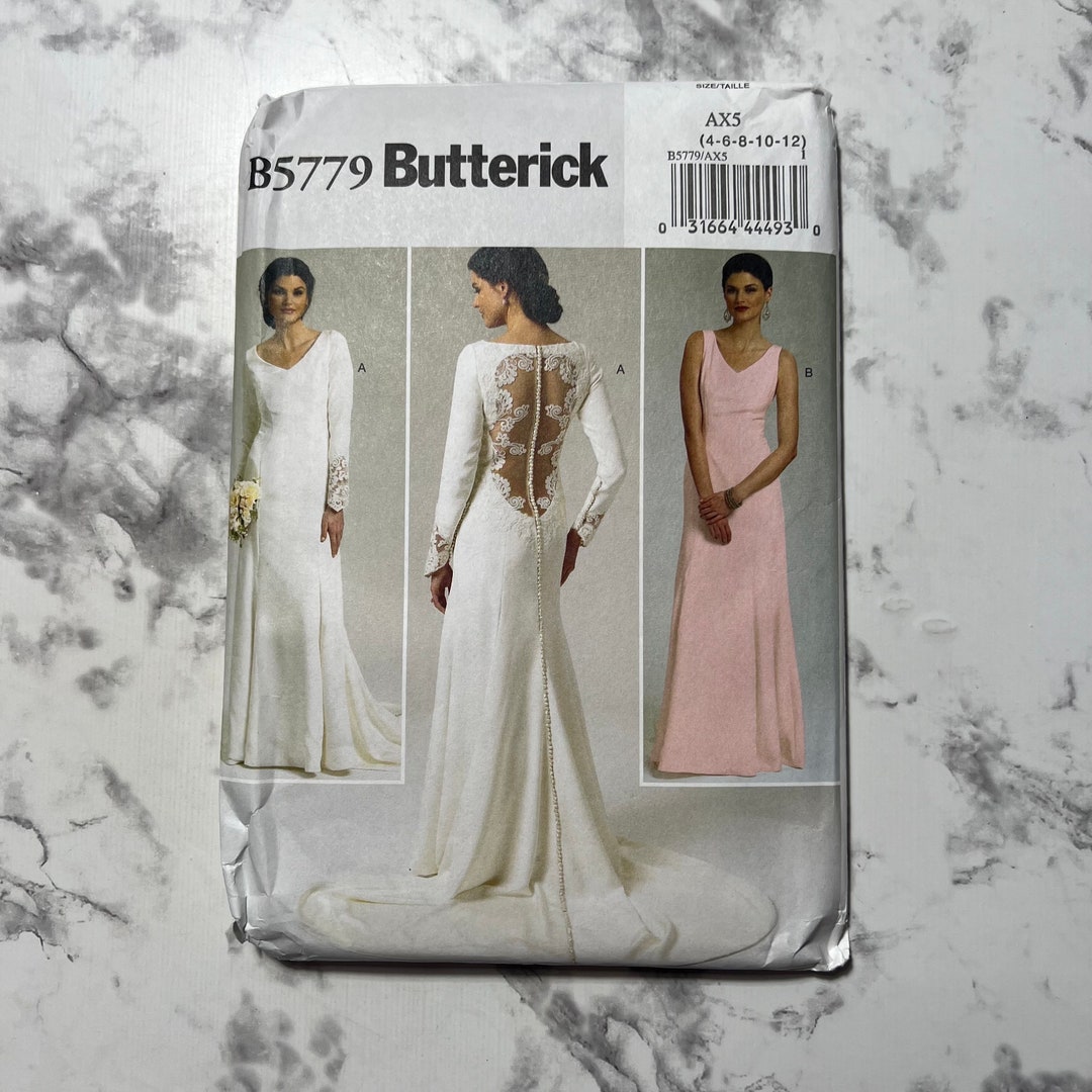 Misses' Dress Pattern, Wedding Gown Pattern, Sleeveless or Long Sleeve ...