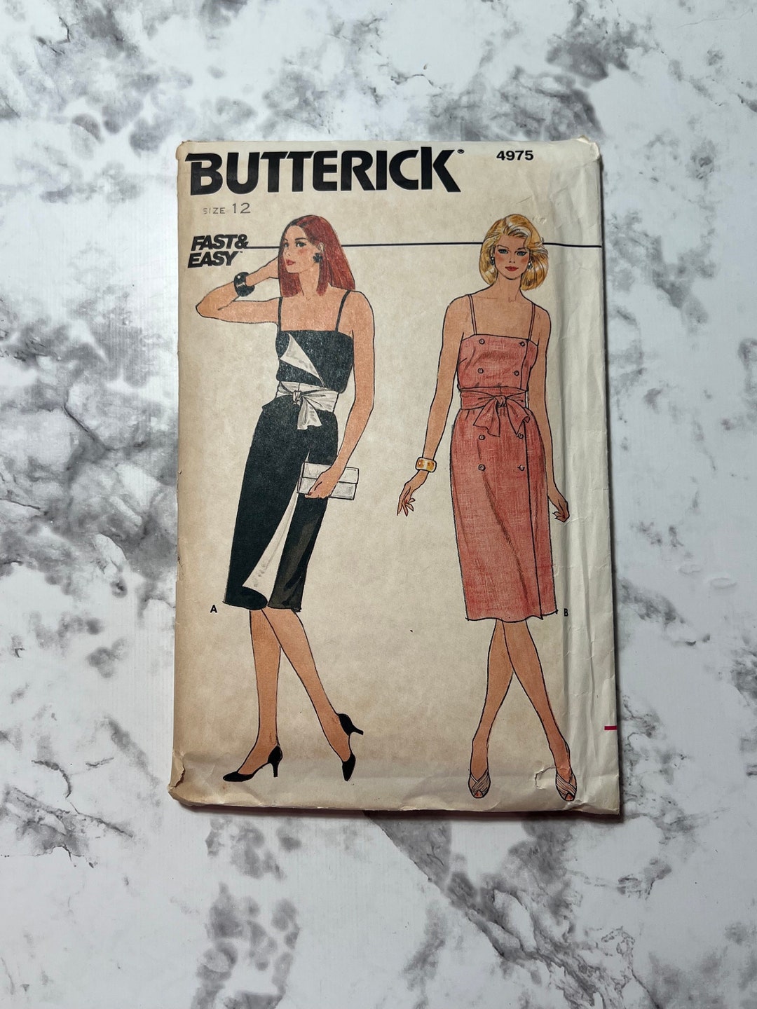 80s Fast and Easy Misses Dress and Sash Pattern, Button Front Dress ...