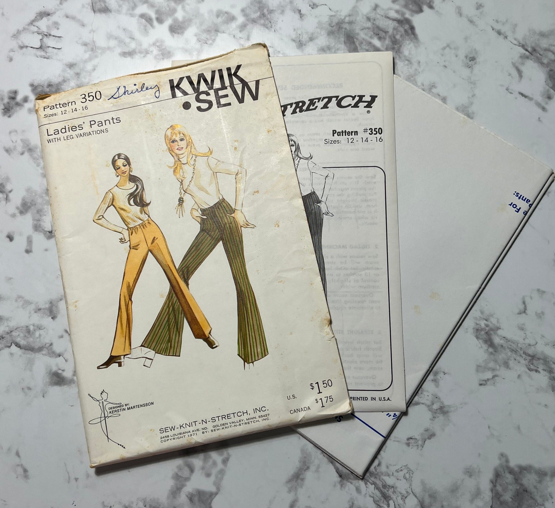 70s Ladies Pants Pattern With Leg Variations, Flared Trousers With ...