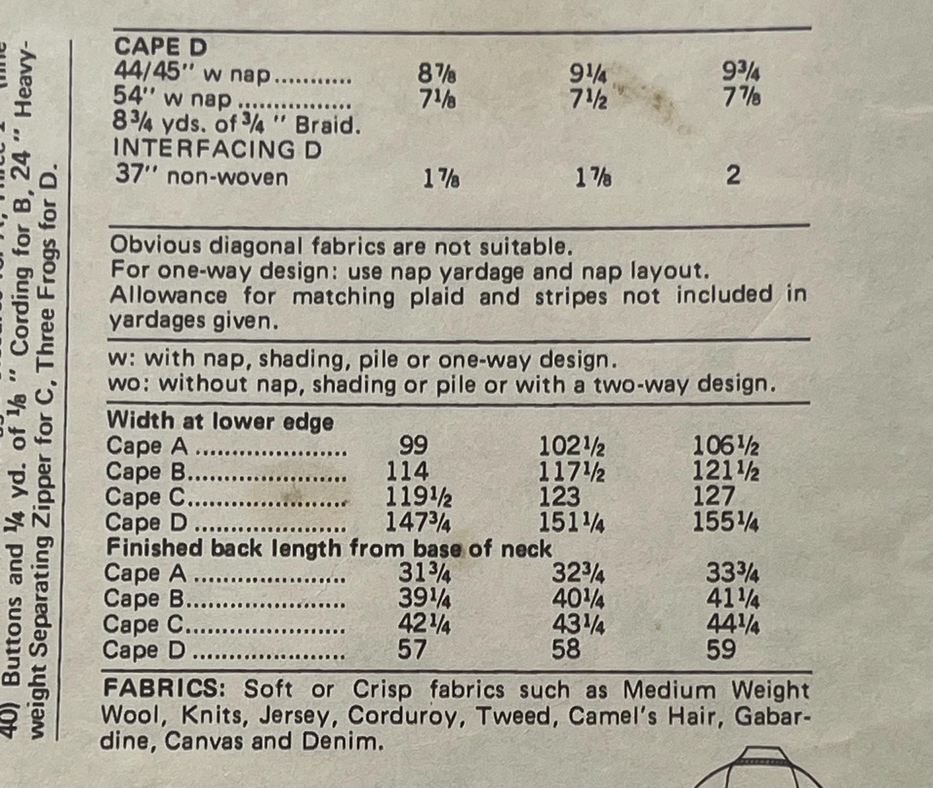 70s Very Easy Misses' Cape Pattern, Collared Winter Cape Pattern With ...