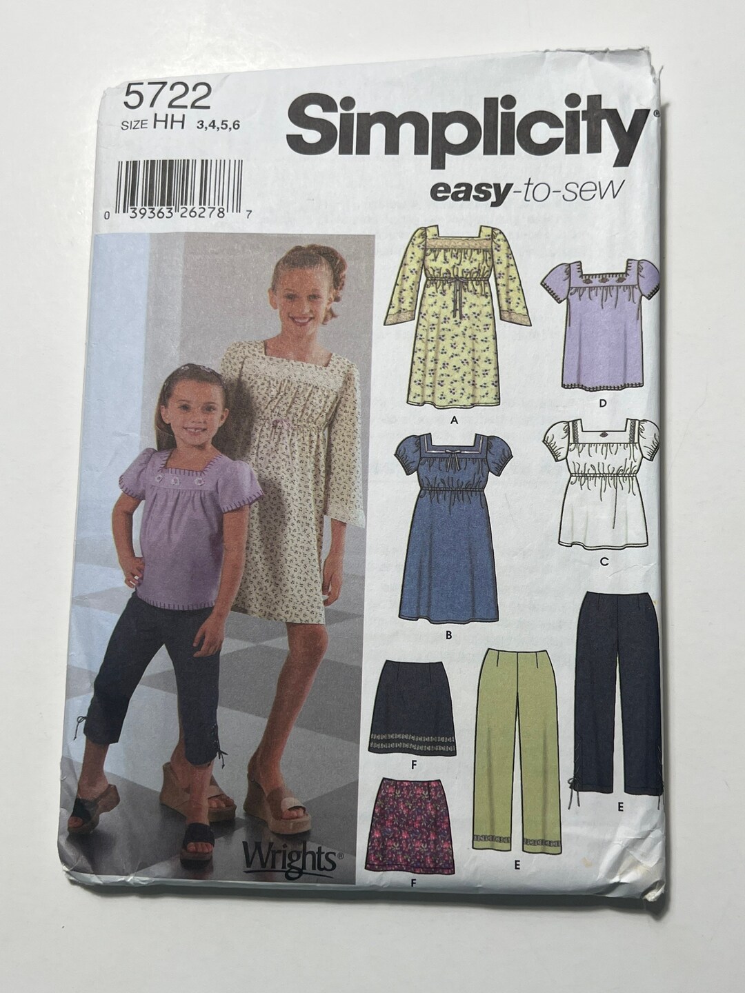 Early 2000s Easy to Sew Childs and Girls Dress or Top, Cropped Pants ...