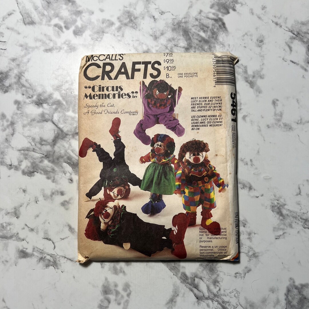 90s Circus Memories Clown Doll Package, Stuffed Fabric Clown Toys ...