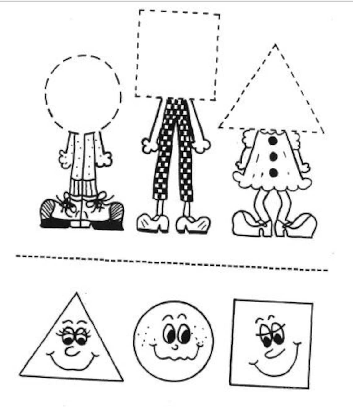 7 Printable Shapes and Numbers Tracing Matching and | Etsy