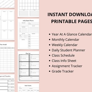 Printable Student Planner - Academic Planner Printable - College ...