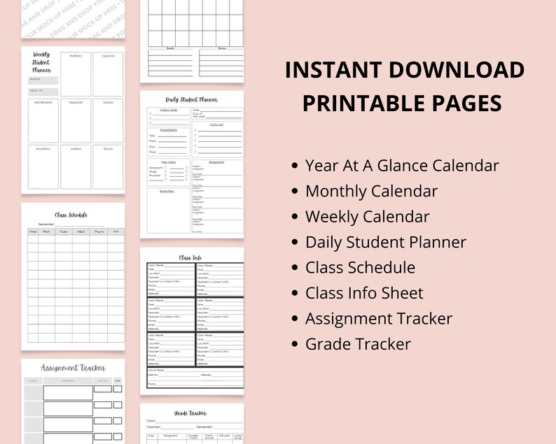 Printable Student Planner - Academic Planner Printable - College ...