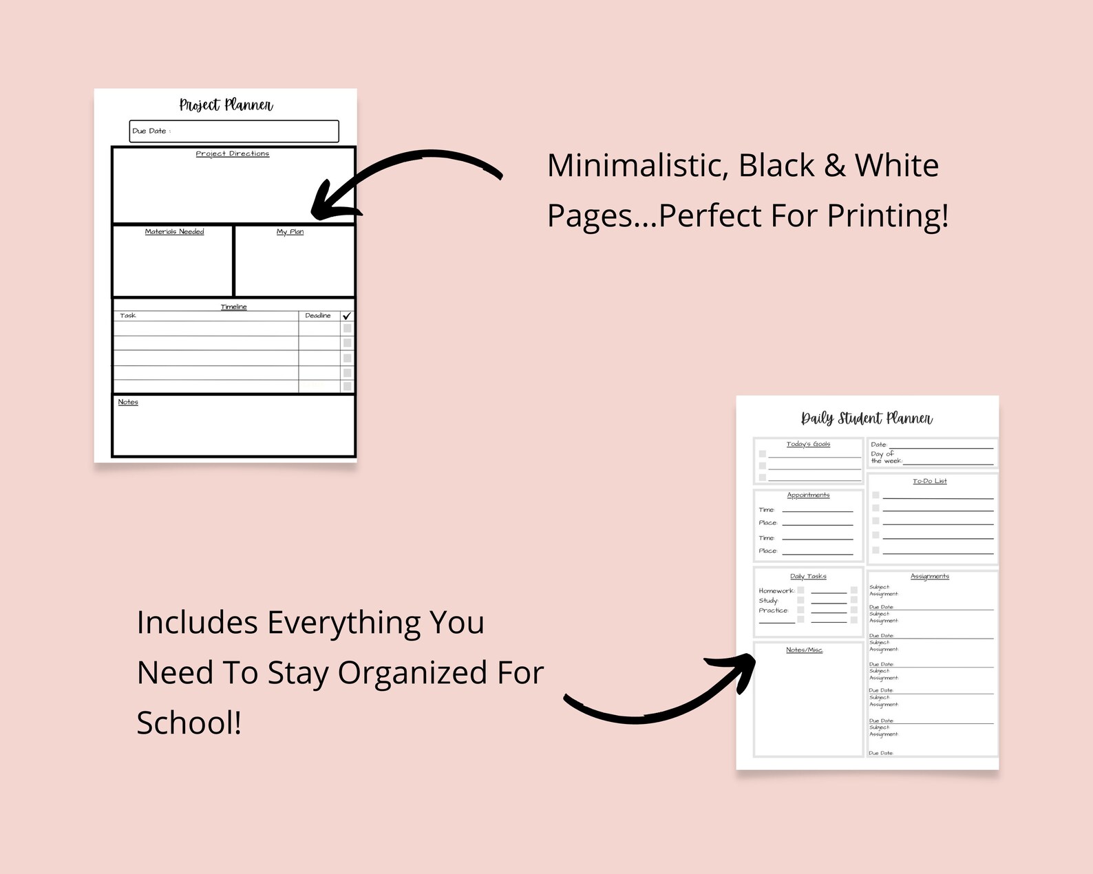Printable Student Planner - Academic Planner Printable - College ...