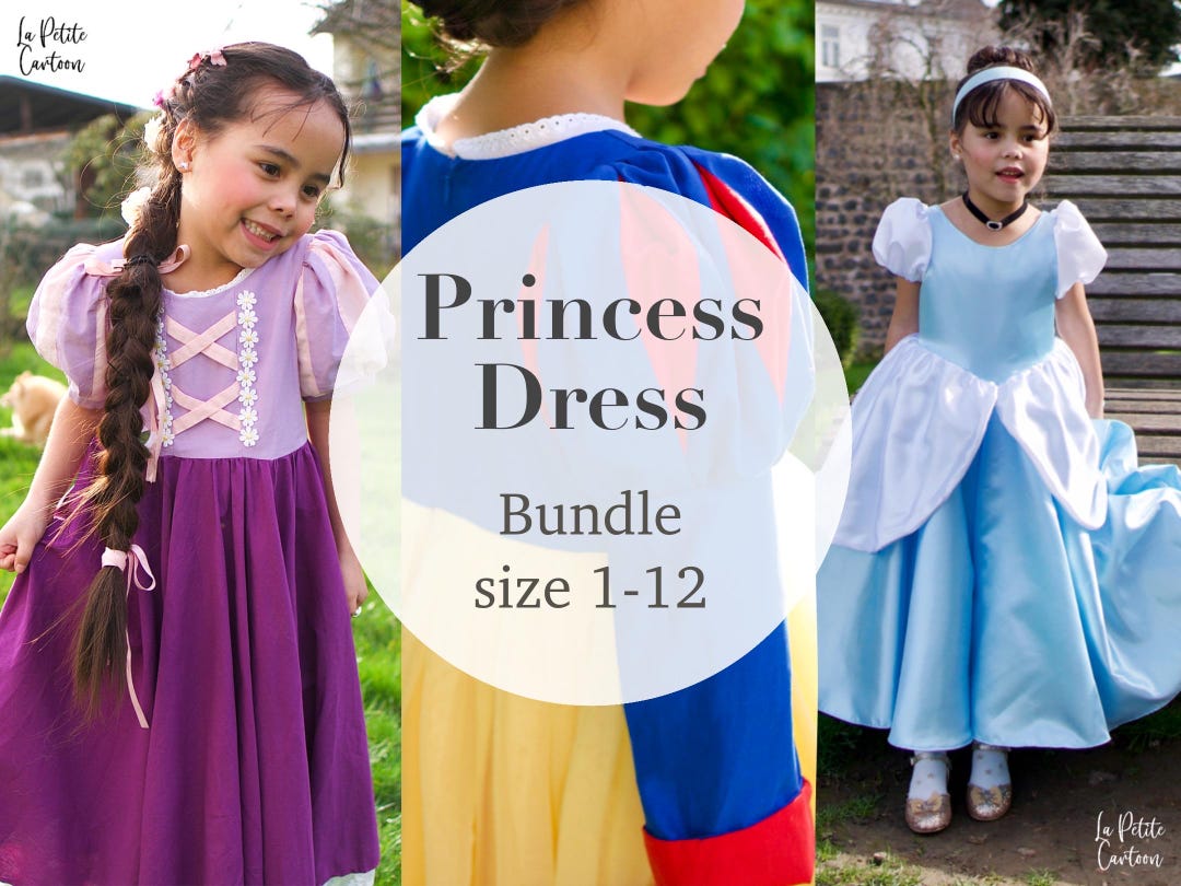 Princess Dress Sewing Pattern Bundle: Toddler & Child Sizes 1-12 (PDF ...