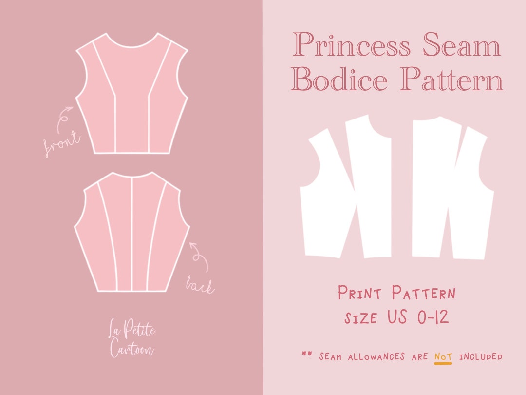 Princess Seam Bodice Pattern | Digital Pattern | PDF A0/A4/US Letter ...