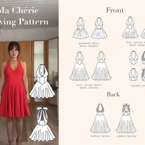 Ma Chérie Sewing Pattern A0/A4 PDF Size US 0-20 XXS-6XL Halterneck ...