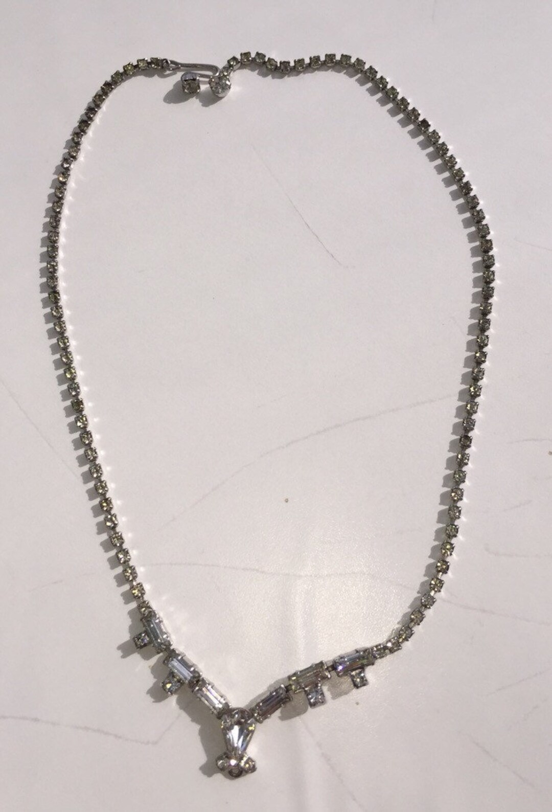 Vintage Weiss Rhinestone Necklace - Etsy
