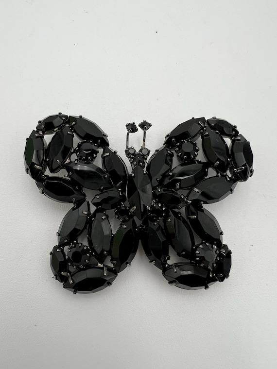 vintage butterfly brooch black - Gem