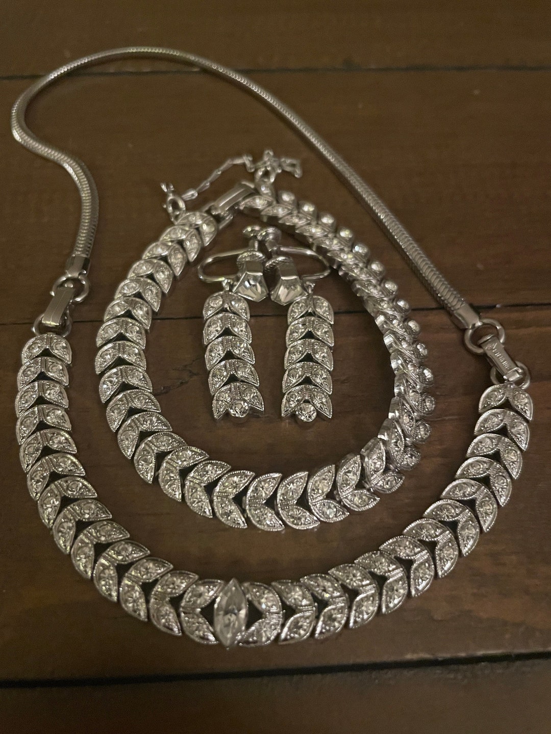 Vintage Engel Brothers Sterling and Rhinestone Necklace - Etsy