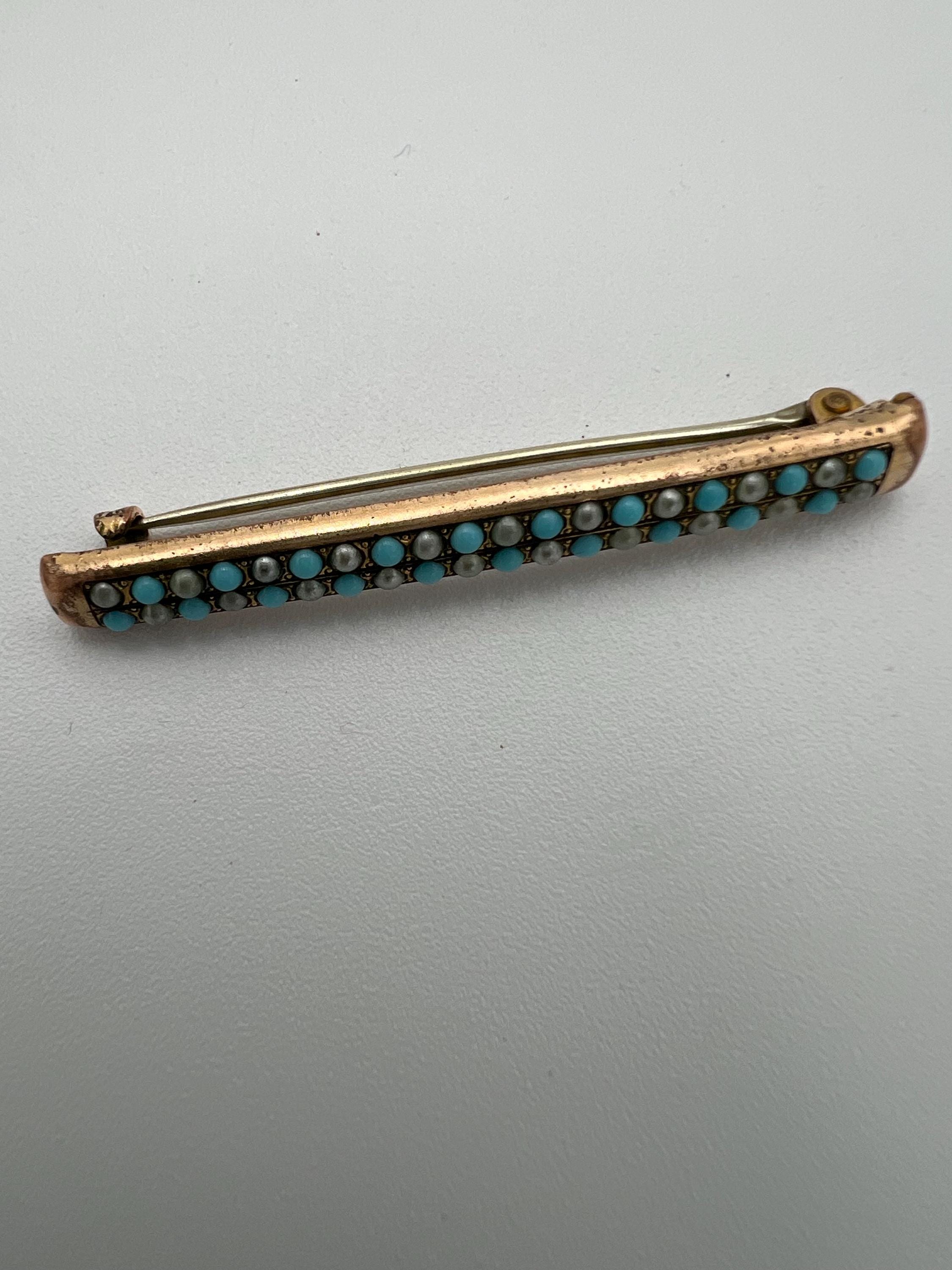 Antique Victorian C Clasp Pearl Turquoise Bead Bar Pin Broochvintage - Etsy
