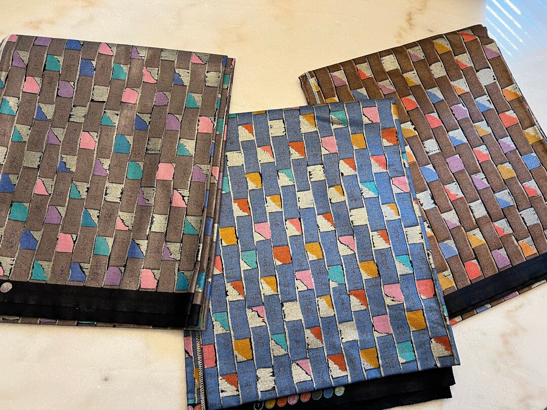 Vintage 1980s Postmodern Mosaic Fabric 42x52 Each - Etsy