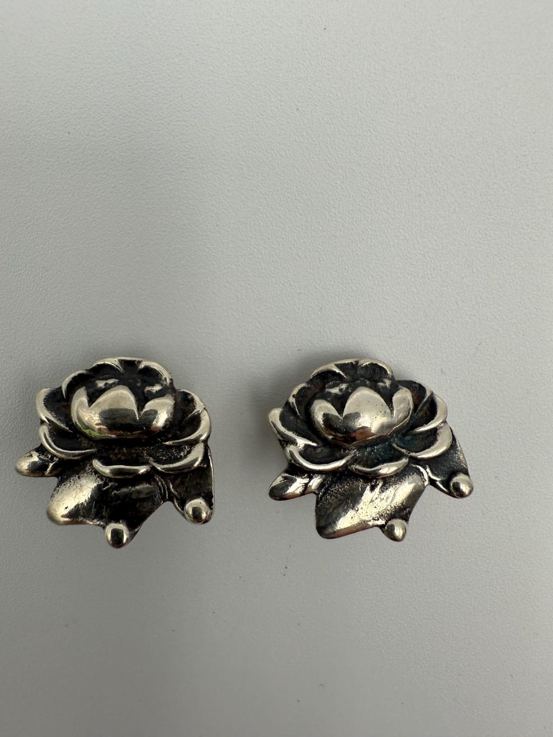 Vintage Art Nouveau Sterling Silver Flower Clip Earringsvintage - Etsy