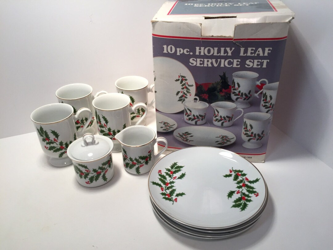 Vintage 10 Piece Christmas Holly Dessert Service Set Made in Japan - Etsy