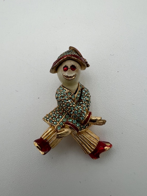 Vintage Ciner hobo clown scarecrow dancer enameled rh… - Gem