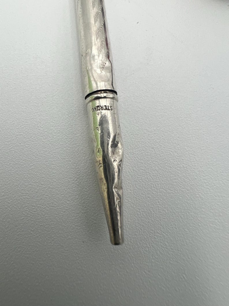 Antique Sterling Silver Mechanical Pencil on Black Cord With Original ...