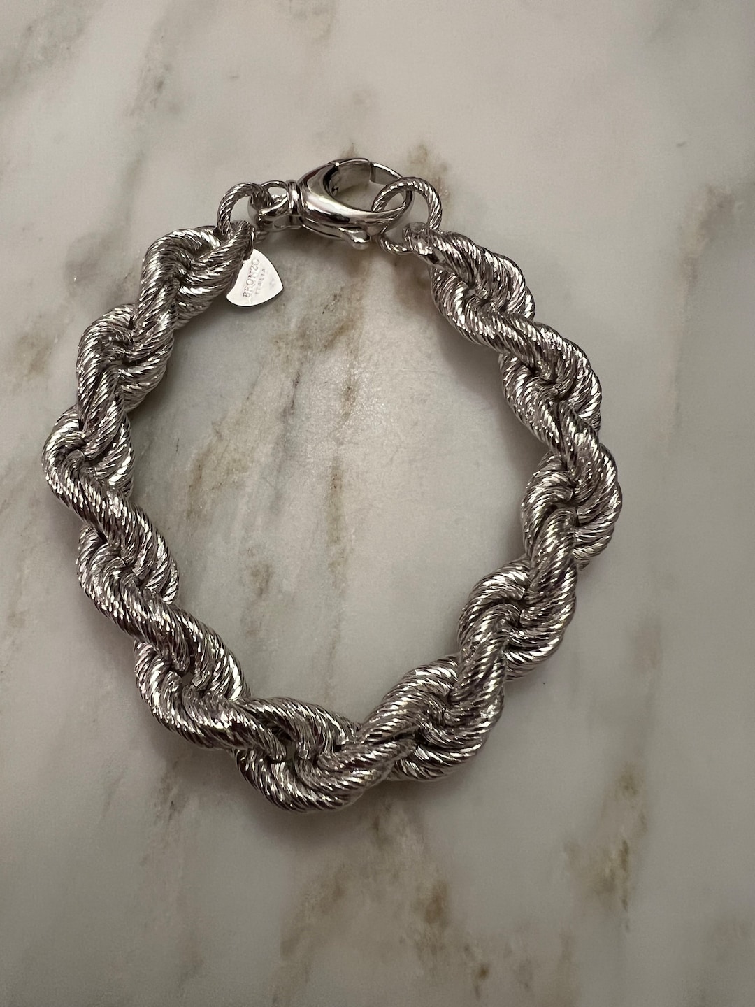 Bronze Milor Italy Silver Heavy Chain Bracelet - Etsy