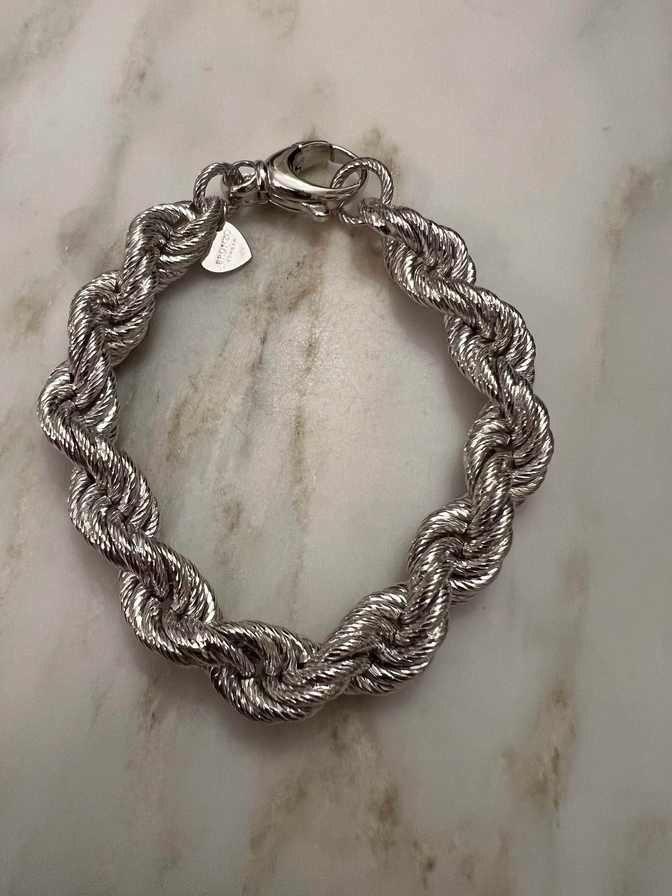 Bronze Milor Italy Silver Heavy Chain Bracelet - Etsy