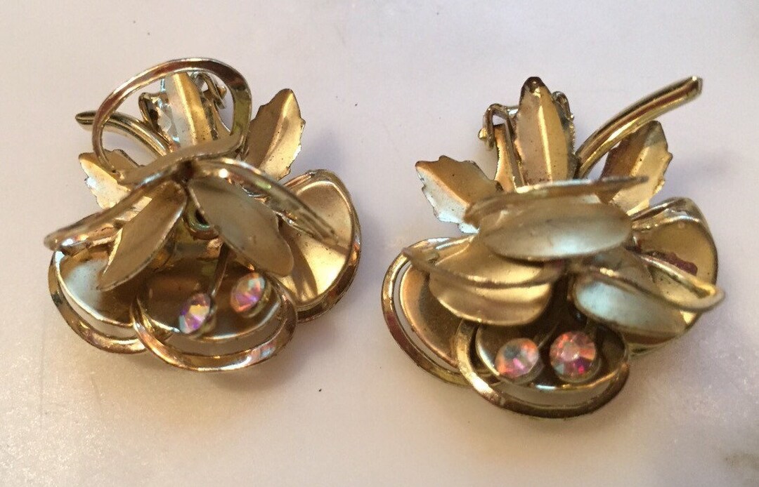 Vintage Pakula Gold Tone and Rhinestone Earrings - Etsy