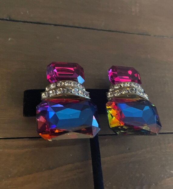 Gorgeous 80s style large faceted swarovski volcano an… - Gem