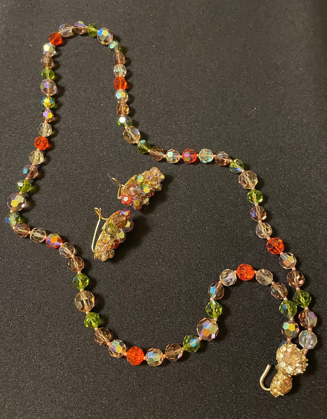 Vintage Judith Mccann Glass Beaded Shuvon Necklace and Wingback Beaded Earrings - Etsy