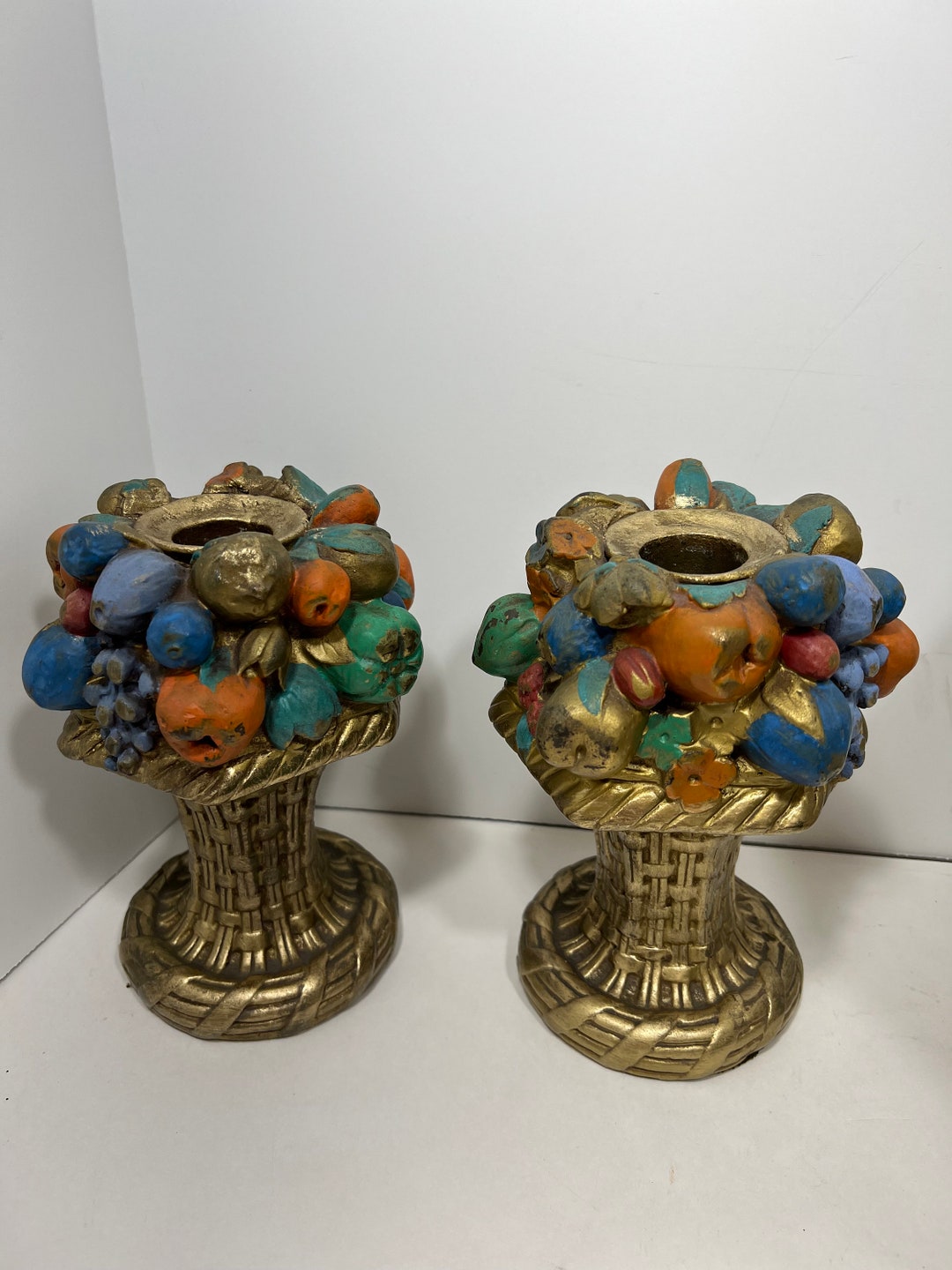 Antique Armor Bronze Style, Bronze Clad Basketweave Candle Holders With ...