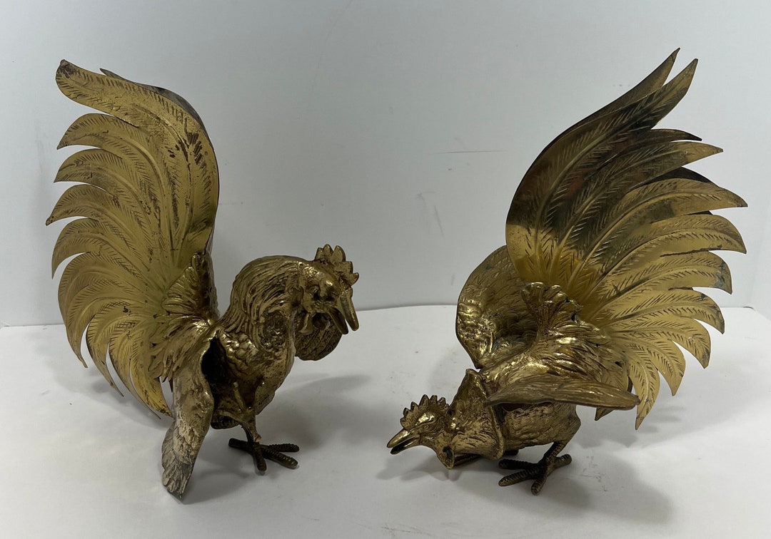 Vintage Brass Fighting Roosters Made in Japan - Etsy