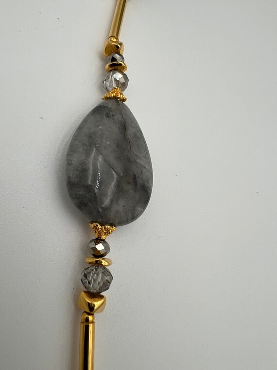 Jose and Maria Barrera Gold and grey quartz long stra… - Gem