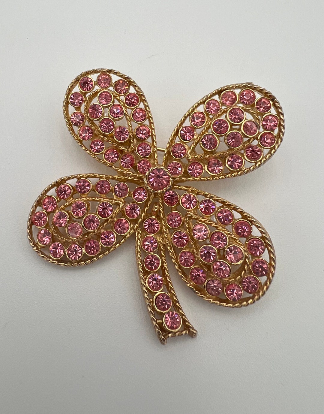 Vintage Weiss Pink Rhinestone Four Leaf Clover Brooch - Etsy