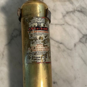 Antique Stop Fire Small Brass Wall Mount Fire Extinguisher - Etsy