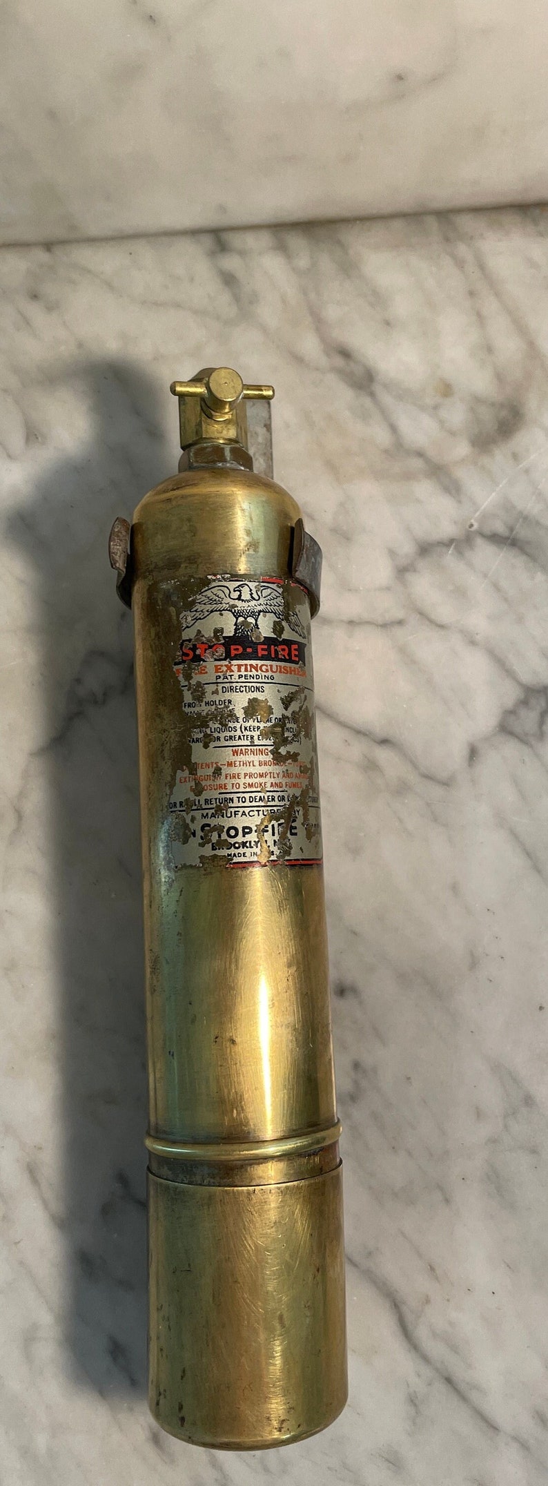 Antique Stop Fire Small Brass Wall Mount Fire Extinguisher - Etsy