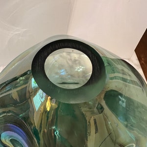 Vintage Artist Signed Iridescent Hand Blown Dimpled Dented Vase - Etsy