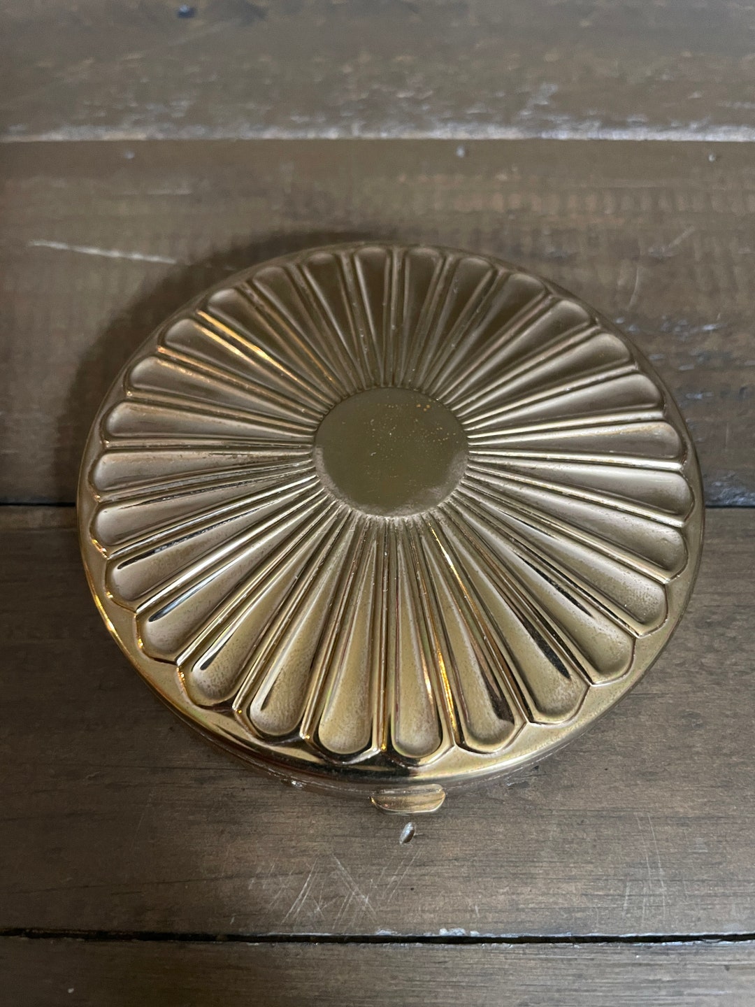 Vintage Majestic Gold Tone Powder Compact With Puff - Etsy