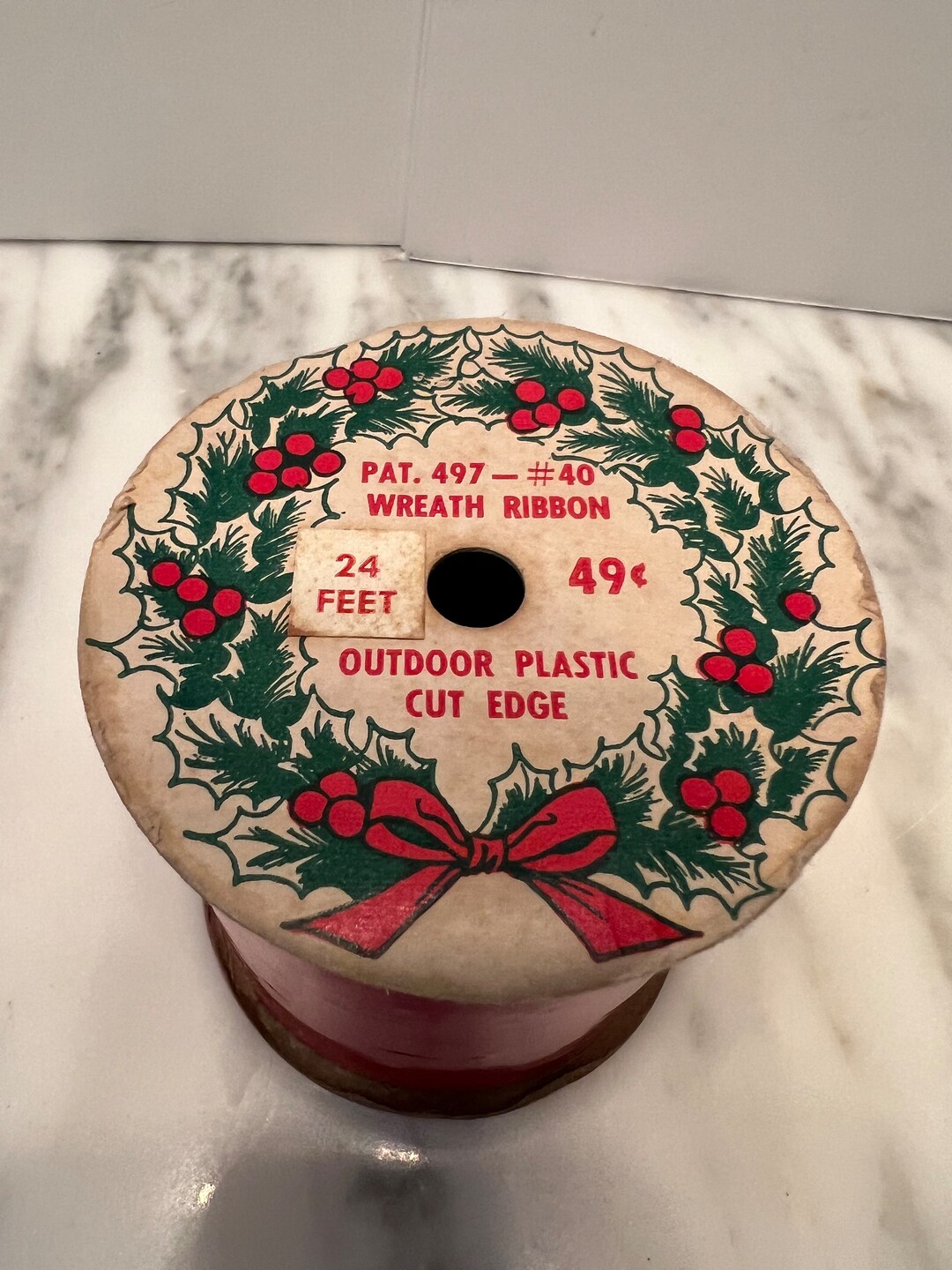 Vintage Buser Red Plastic Wreath Ribbon 24 Feet Long 2.75 Inches Wide ...