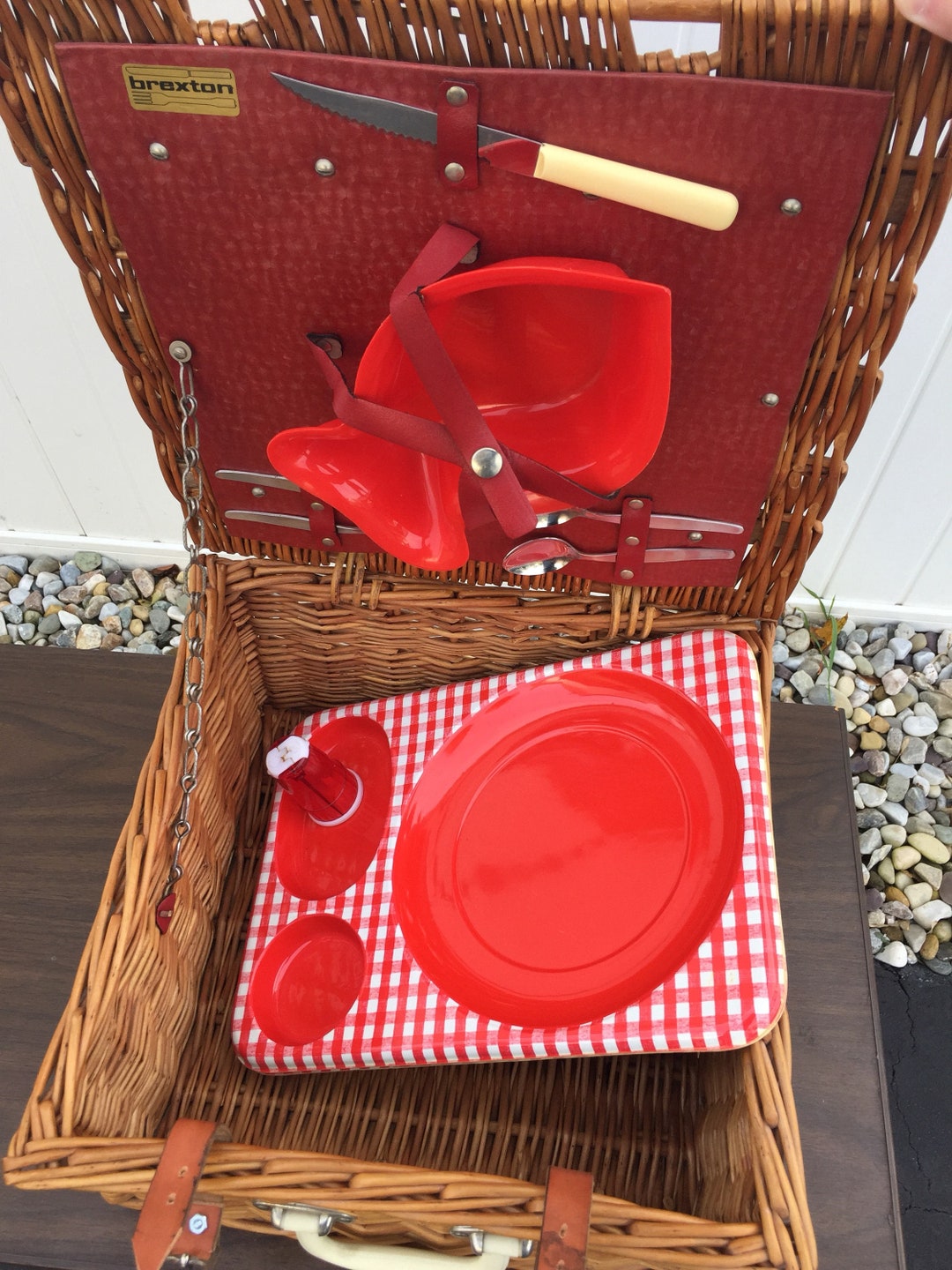 Vintage Brexton Red Plaid Wicker Picnic Basket - Etsy