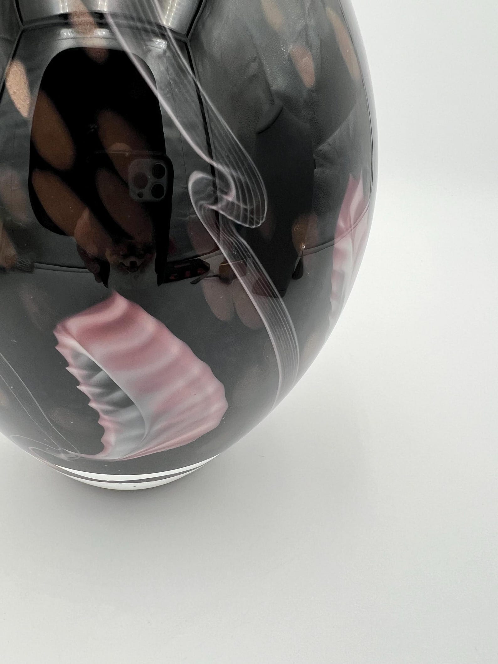 JL Blown Glass Metallic Copper and Pink Black Glass Pitcher Vasevintage ...