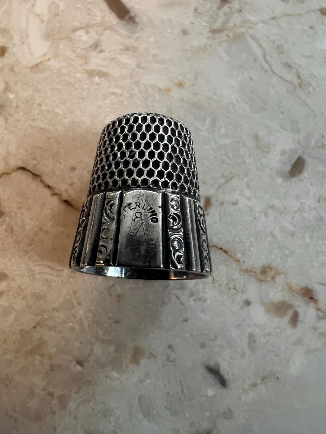 Small Antique Sterling Silver Thimble With Hallmark, Very Good ...