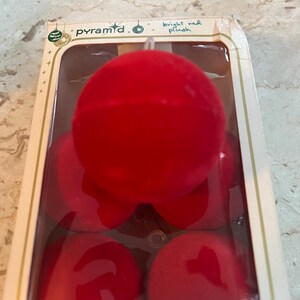 Vintage Set of 6 Red Velvet Pyramid Christmas Ornaments in Original Box ...