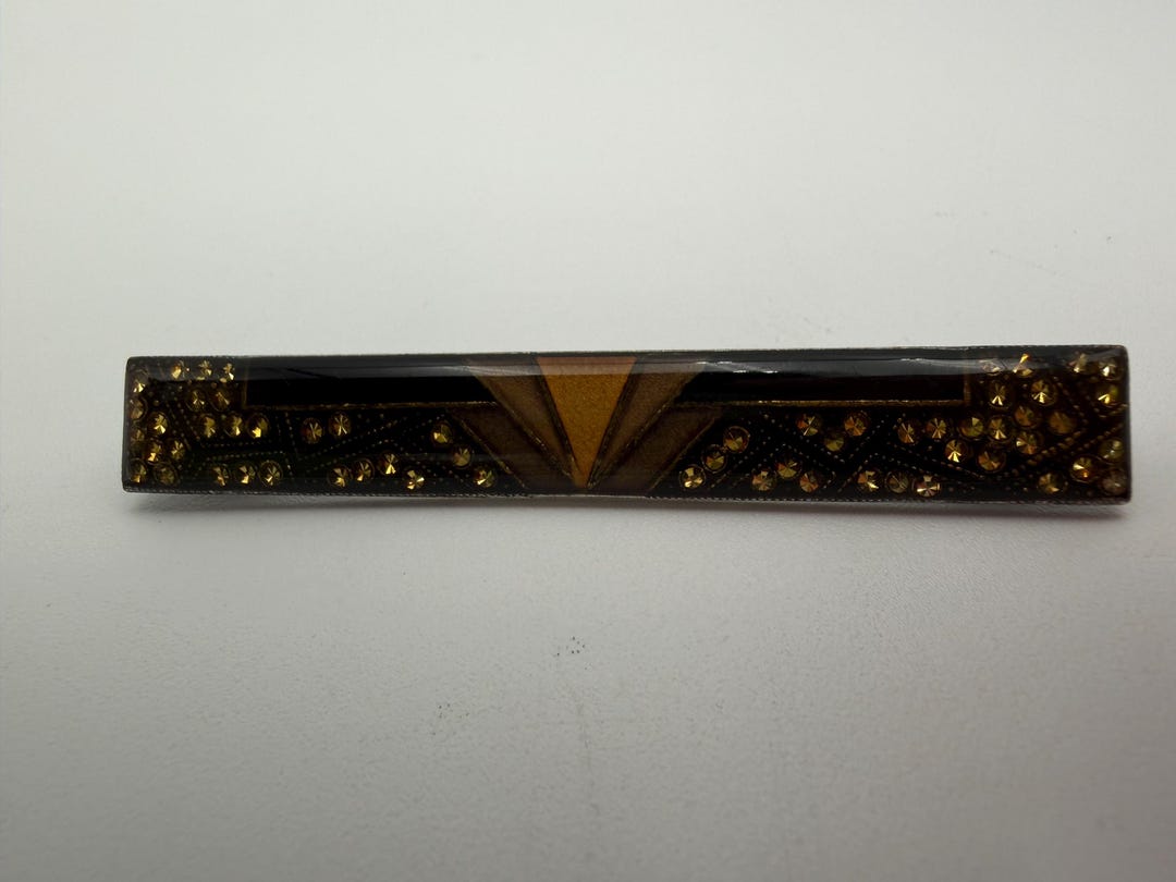 Vintage Pierre Bex Art Deco Enamel Bar Broochvintage - Etsy