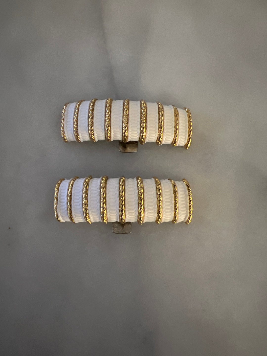 Vintage White Fabric Shoe Clips, Gold Tone Detailvintage - Etsy
