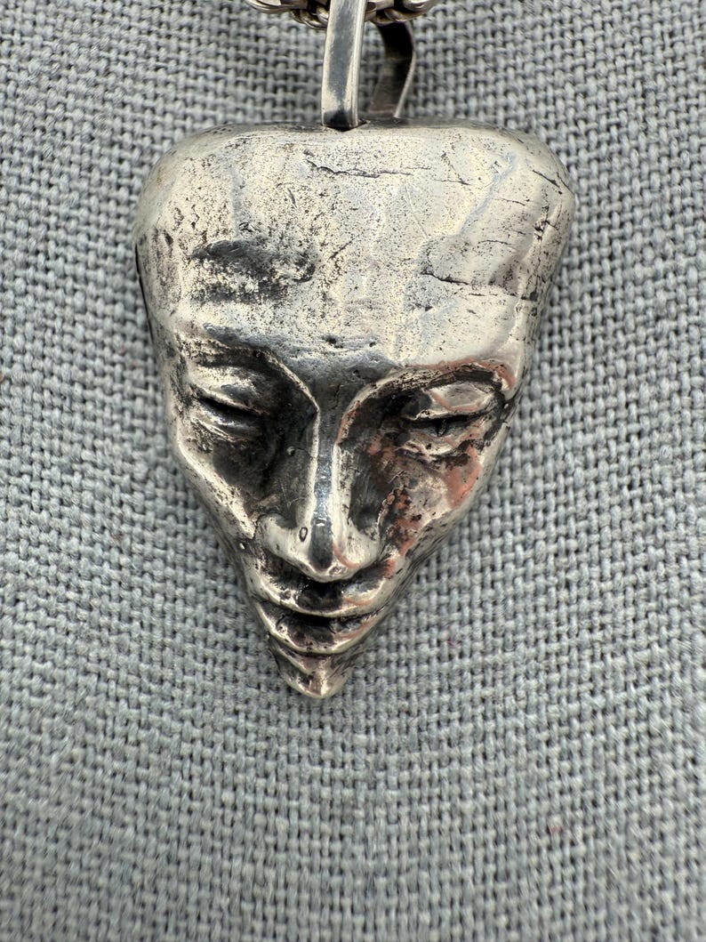 Rare Early Ed Levin Sterling Silver Abstract Face Pendant on Sterling ...