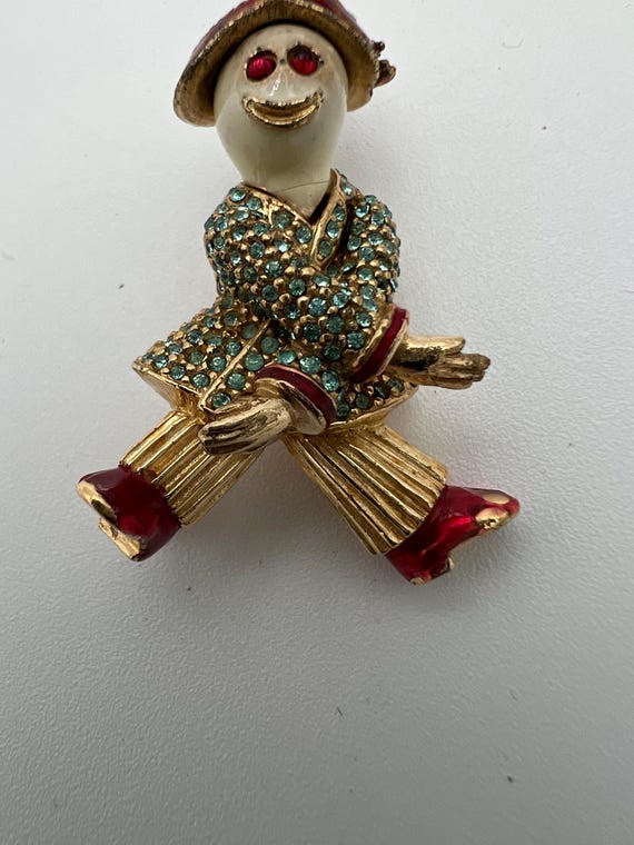Vintage Ciner hobo clown scarecrow dancer enameled rh… - Gem