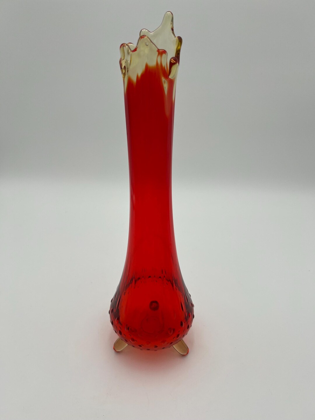 Vintage LE Smith 13 Inch Amberina Nubby Three Toed Swung Glass Vase - Etsy