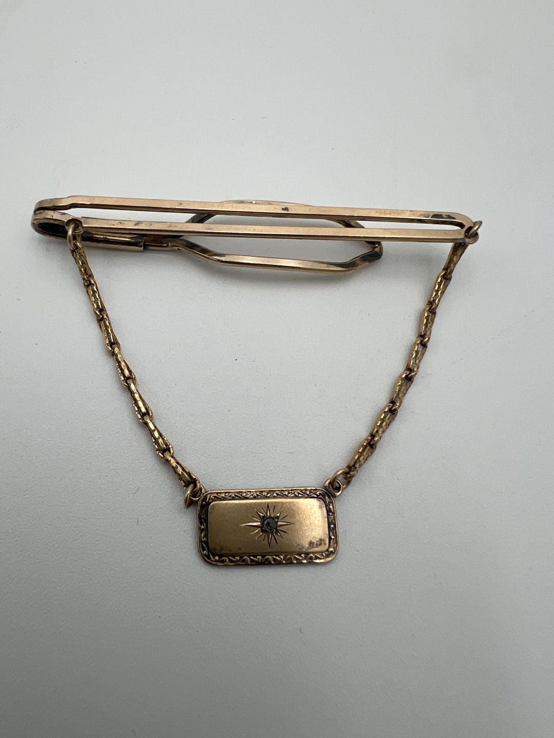 Vintage Hayward Gold Filled Tie Bar Clip With Chain - Etsy