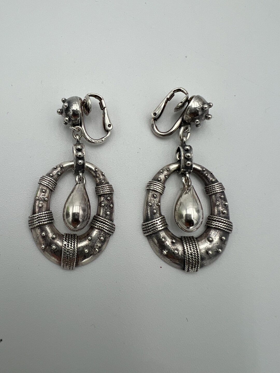 Vintage Cini Sterling Silver Dangle Clip Earrings - Etsy