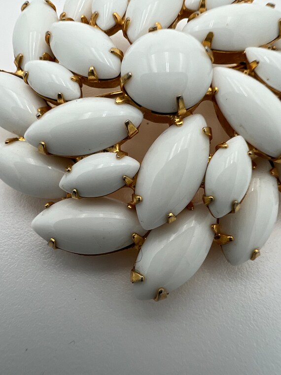 Vintage Napier milk glass navette rhinestone pinwheel… - Gem