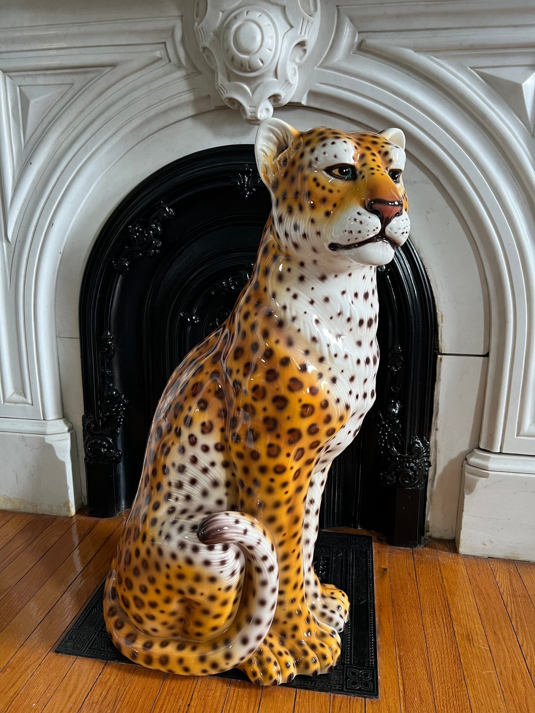 Vintage Large Italian Ceramic Cheetah Statue - Etsy